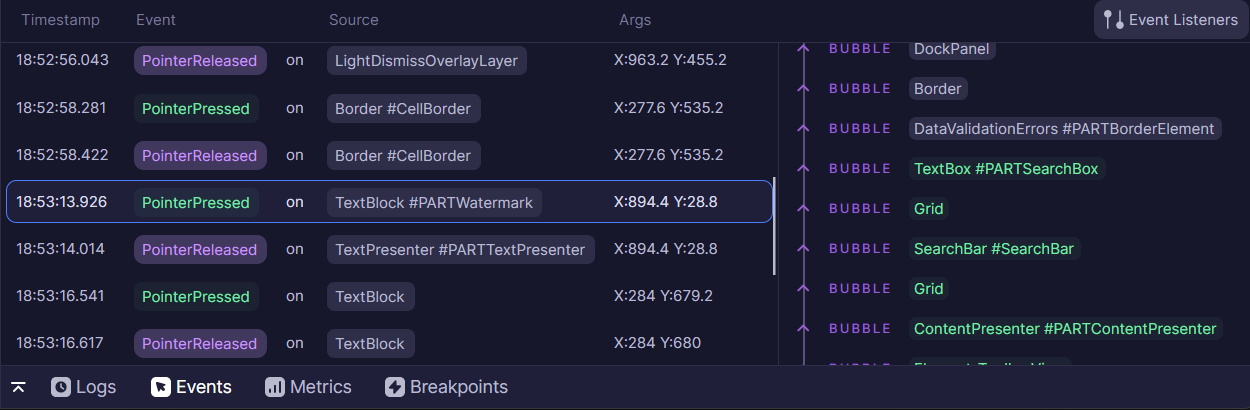 Application Events Tool | Avalonia Docs